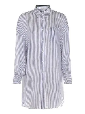 BRUNELLO CUCINELLI Brunello Cucinelli Monili-Trim Striped Long Shirt
