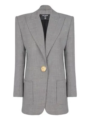 Balmain Plaid Single-breasted Blazer - Gray