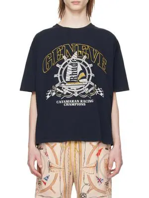Rhude Geneve Catamaran Cotton T-shirt - Black