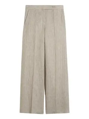 Max Mara Chevron Wide Leg Trousers - Beige