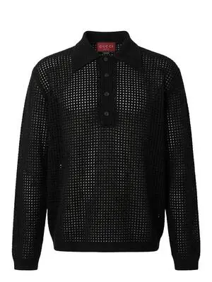 Gucci Crochet Polo Shirt - Black