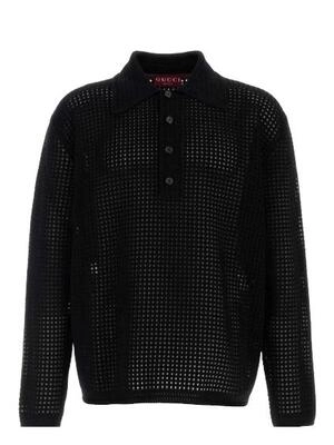 Gucci Crochet Polo Shirt - Black