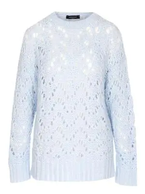 Fabiana Filippi Openwork Crew Neck Knitted Sweater - White
