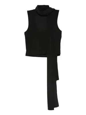 AYA MUSE Sleeveless Scoop Neck Blouse With Scarf Detail - No