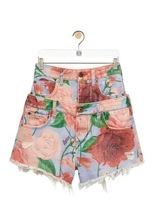Loewe Loewe Floral Print Denim Shorts No