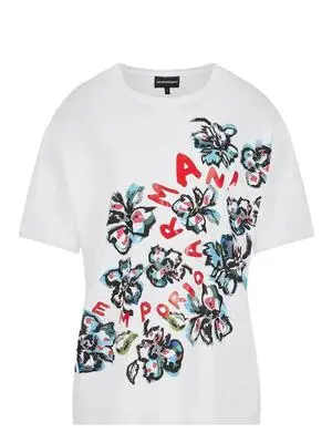 Emporio Armani Printed Cotton Crewneck T-shirt - Multicolor