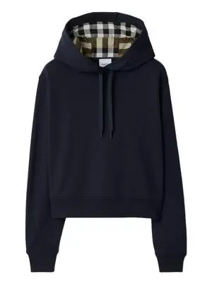 Burberry Cropped Drawstring Hoodie - Navy Blue