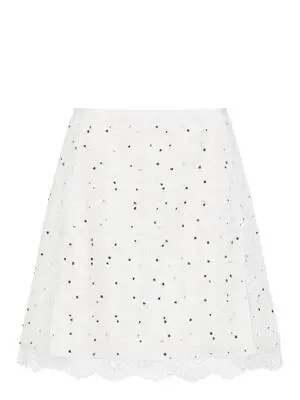 Giambattista Valli Polka Dot Lace-trim Mini Skirt - Ivory