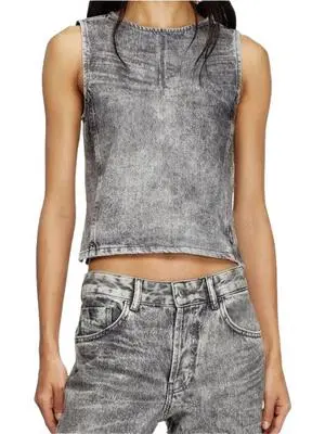 DIESEL® Embellished Micro Crystal Top - Light Gray