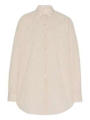 THE ROW Caster Striped Poplin Shirt - Beige
