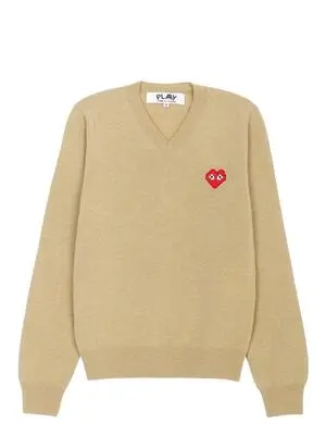 Comme Des Garçons Long Sleeve V-neck Sweater - Brown