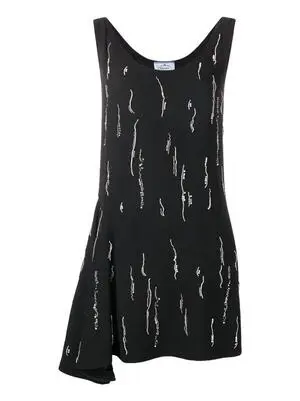 Prada Embellished Asymmetric Dress - Black