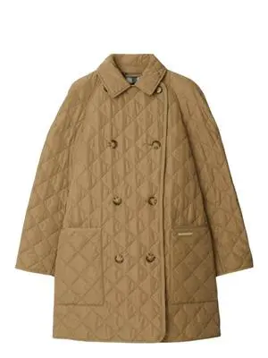Burberry Quilted Double-breasted Coat - Camel