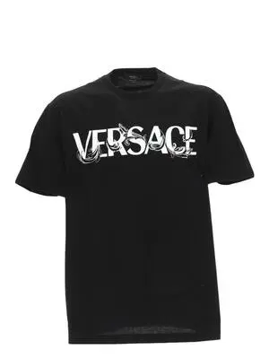 Versace Barocco Silhouette-print Cotton T-shirt - Black