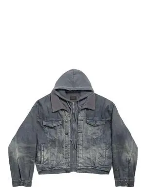 Balenciaga Layered Denim Jacket With Trompe L'oeil Effect - Blue