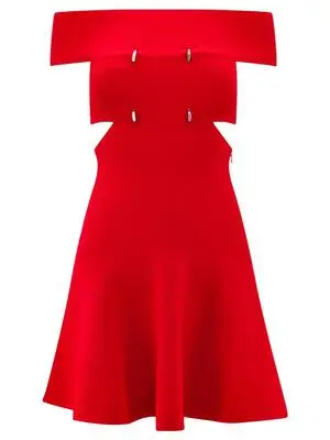 Alexander McQueen Cut-out Off-shoulder Mini Dress - Red