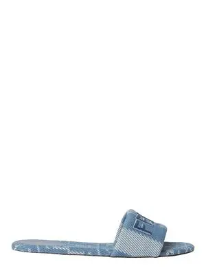 Fendi Sunshine Denim-effect Jacquard Slides - Light Blue