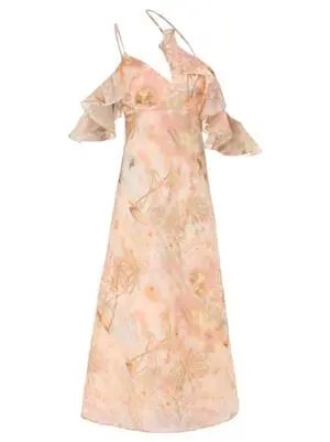 Zimmermann Illuminate Ruffled Midi Dress - Nude
