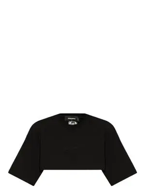 Dsquared2 Logo Embossed Cropped T-shirt - Black
