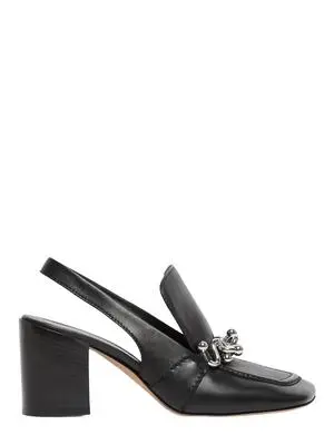 Sportmax Square-toe Heeled Slingback Pumps With Chain Detail - Black