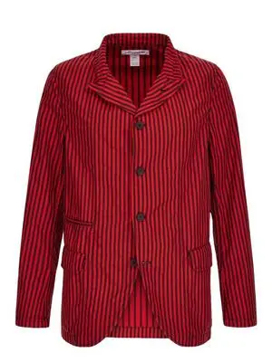 Comme Des Garçons Striped Buttoned Blazer - Red