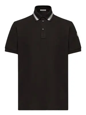 Moncler Logo-trim Polo Shirt - Black
