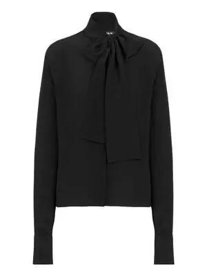 BALMAIN Balmain Black Crepe Shirt With Bow Detail