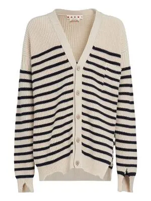 Marni Striped Knit Cardigan - Nude