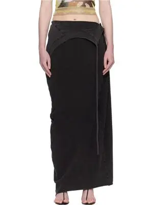 Ottolinger Draped Slit Maxi Skirt - Black