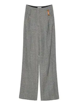 FORTE_FORTE Chevron Patterned Wool High-rise Trousers - Grey