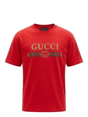 Gucci Logo Printed Jersey T-shirt - Red