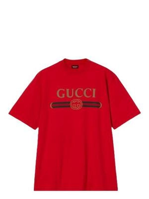 Gucci Logo Printed Jersey T-shirt - Red