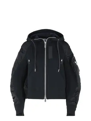 Sacai Zip-up Panelled Hoodie - Black