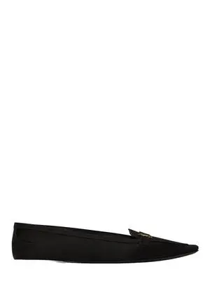 Saint Laurent Logo Plaque Slip-on Flats - Black