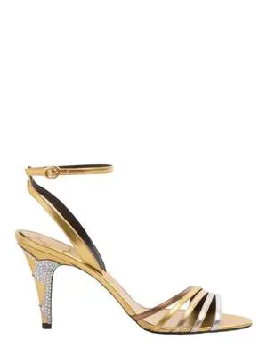 Valentino Garavani Embellished Ankle-strap Sandals - Multicolored Bronze/silver