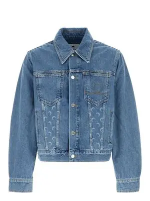 MARINE SERRE Moon Laser Wash Denim Jacket - Blue