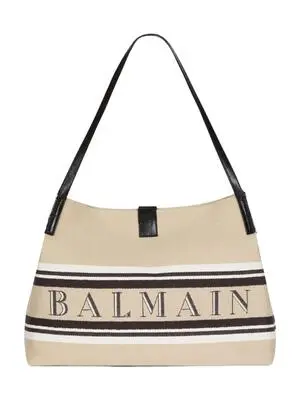 Balmain Logo Shoulder Bag - Beige