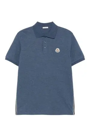 Moncler Moncler Logo Patch Short Sleeved Polo Shirt Azure Blue