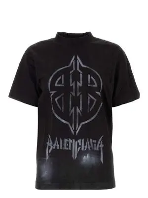 Balenciaga Bb Logo Printed Crewneck T-shirt - Black