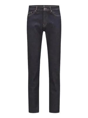 Hugo Boss Straight Leg Jeans With Logo Patch - Black