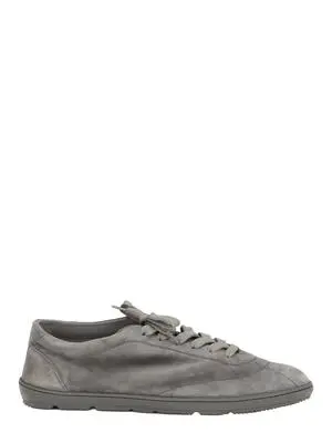 Brunello Cucinelli Low Top Lace-up Sneakers With Perforated Details - Gray