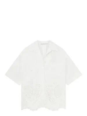 Stella McCartney Short Sleeve Embroidered Lace Shirt - White