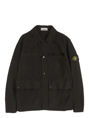 Stone Island Buttoned Collared Jacket - Black