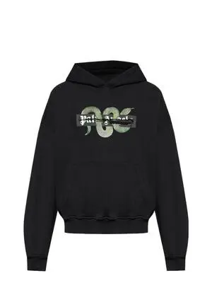 Palm Angels Snake Zip Box Hoodie - Black