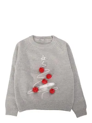 IL GUFO Christmas Tree Embellished Jumper - Gray