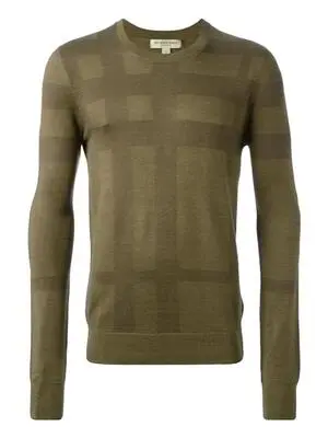 Burberry Checkered Detail Long Sleeve Pullover - Green