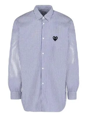 Play Comme Des Garcon Striped Shirt With Logo Patch - Purple