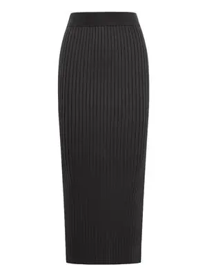 JIL SANDER Ribbed Knit Midi Skirt With Back Slit - Black