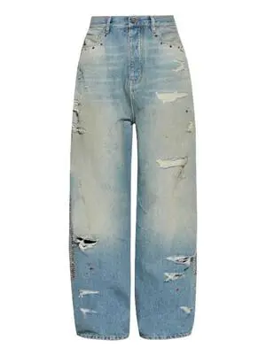 Amiri Distressed Embellished Jeans - Gray