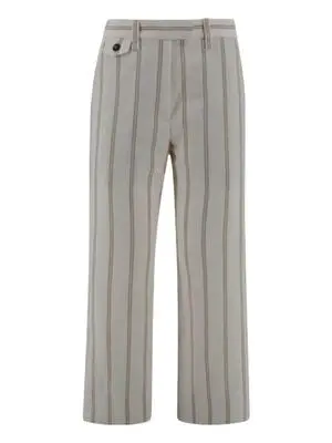 Brunello Cucinelli Striped Straight-leg Trousers - Gray